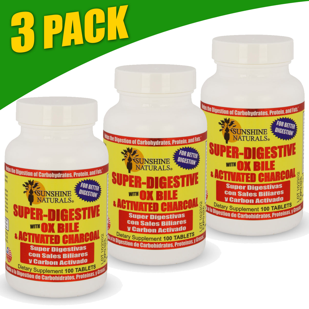Carbon Activado Tablets - Super Digestivas - Sunshine Naturals