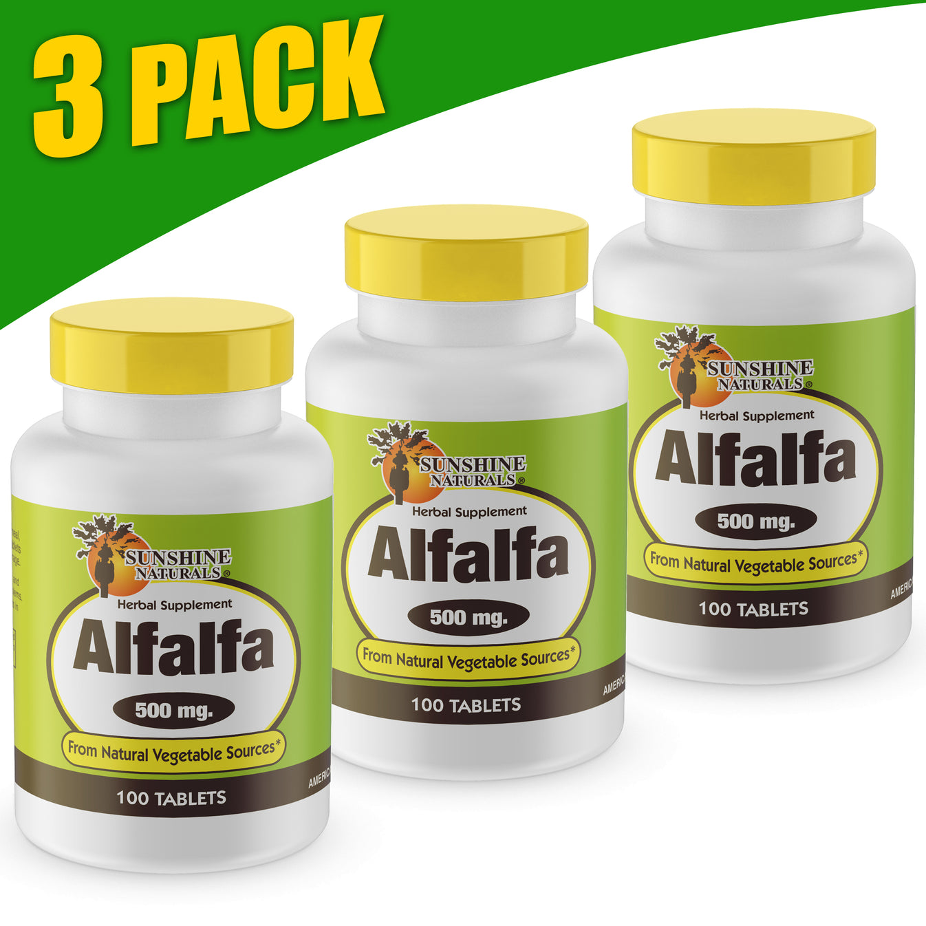 Alfalfa tablets - Herbal supplement - 500mg dosage - Sunshine Naturals