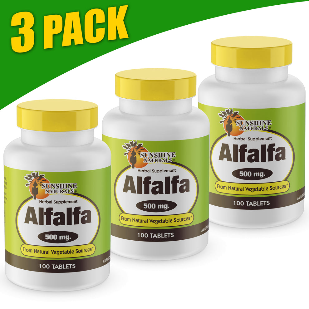 Alfalfa tablets - Herbal supplement - 500mg dosage - Sunshine Naturals
