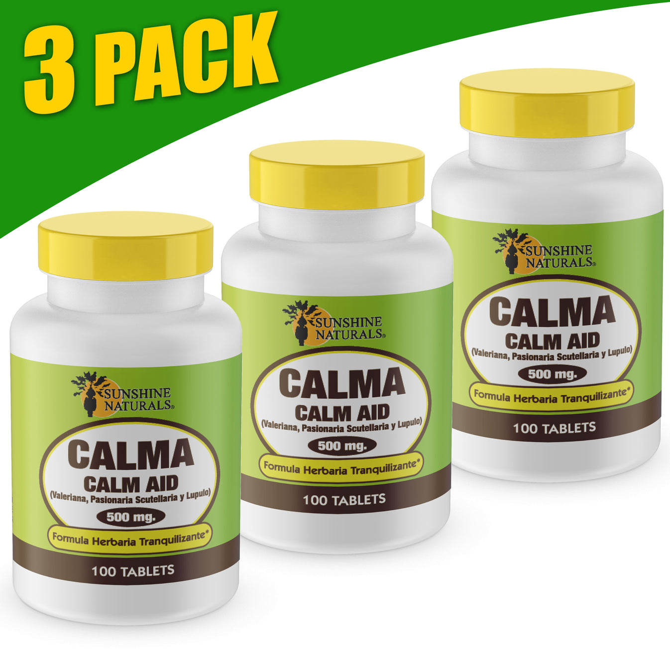 Calm Aid - 500mg 100 Tablets - Sunshine Naturals