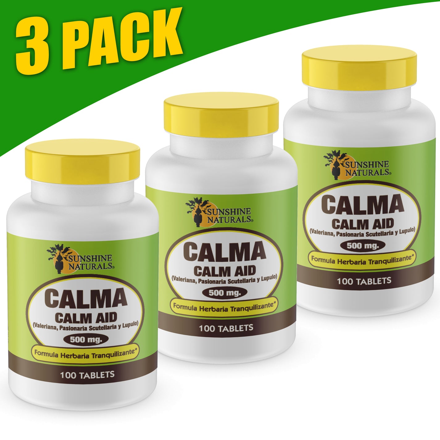 Calm Aid - 500mg 100 Tablets - Sunshine Naturals