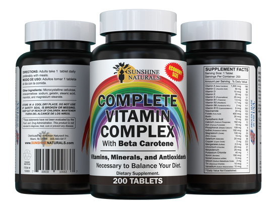 Complete Vitamin Complex 200 Tablets - Sunshine Naturals