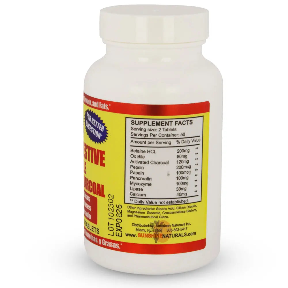 Carbon Activado Tablets - Super Digestivas - Sunshine Naturals