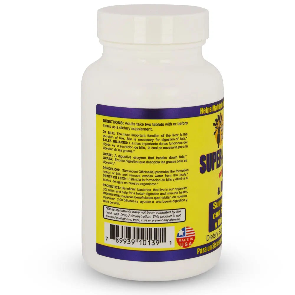 Super Probiotics - Ox Bile - Dandelion 100 Tablets - Sunshine Naturals