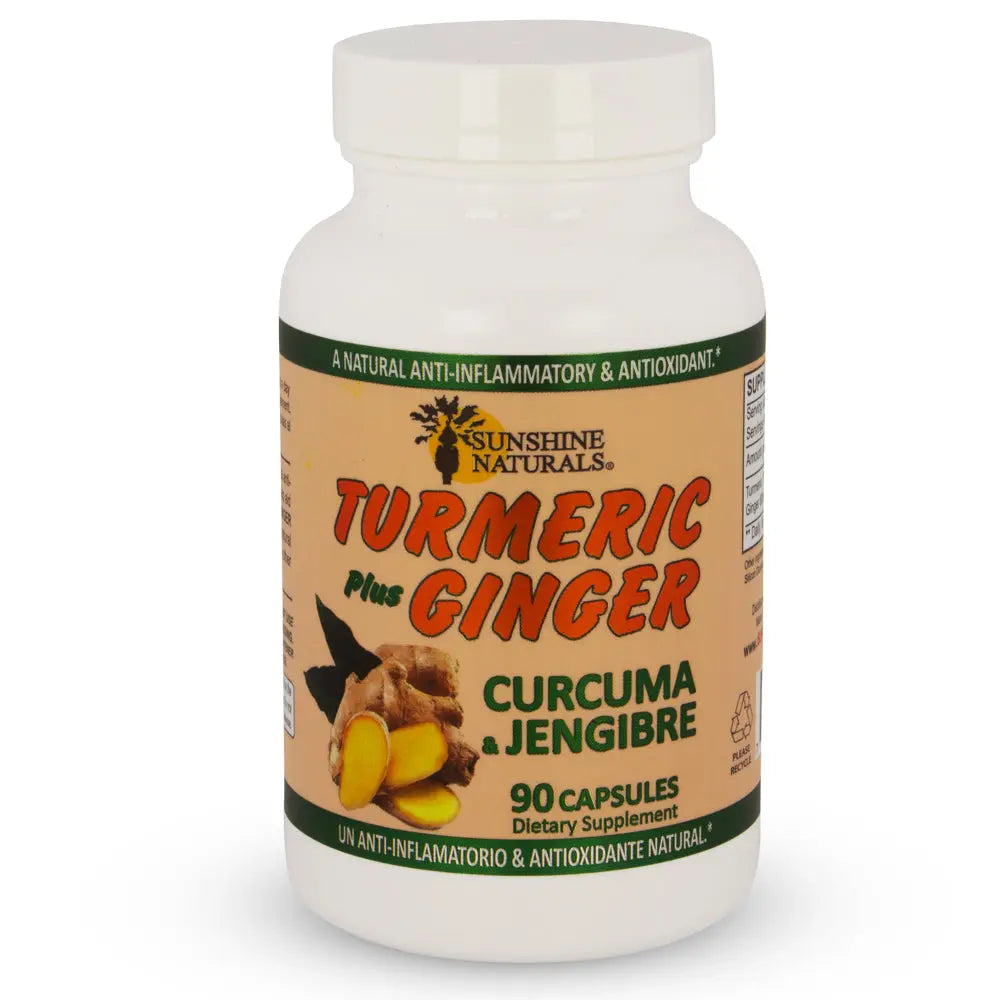 Turmeric Curcuma plus Ginger - 400 mg - 90 Capsules - Sunshine Naturals